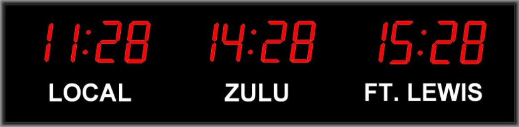 3 Zone Digital Wall Clock Time Zone Clocks From Digital Display Systems